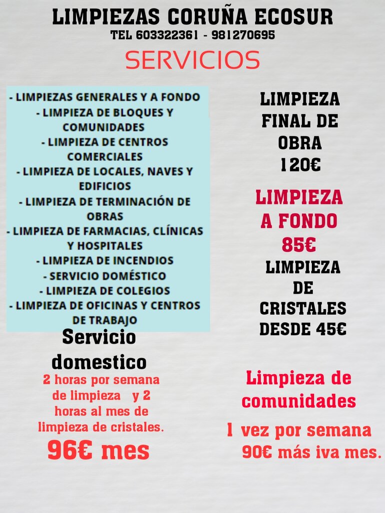 Baca temizliği hizmetleri Limpiezas Coruña Ecosur, A Coruña, foto