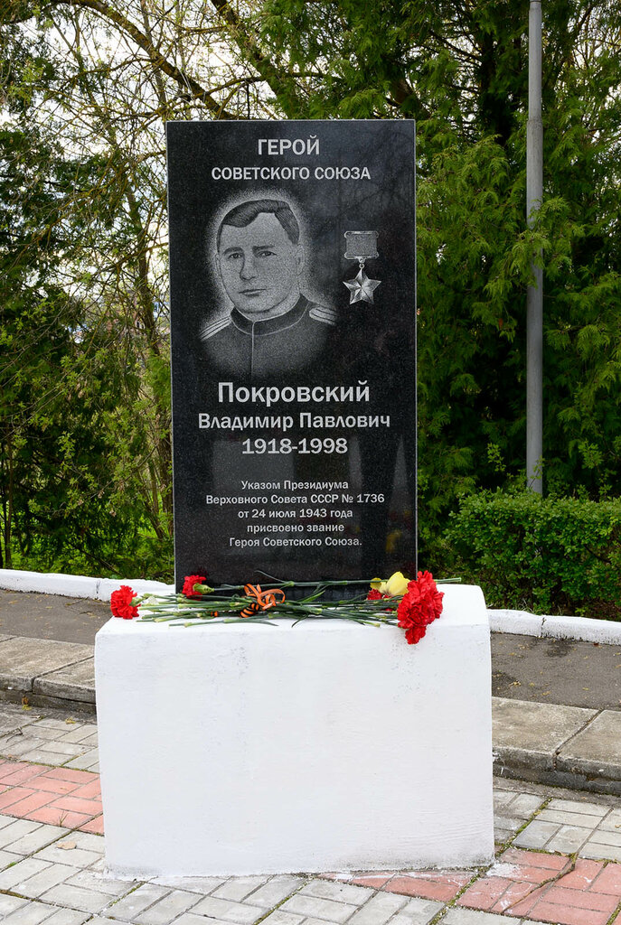 Anıt, heykel Памятник Герою Советского Союза Владимиру Павловичу Покровскому, Kondrovo, foto