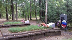 Братская могила воинов Советской Армии, погибших в 1941-1943 гг. в боях с немецко-фашистскими захватчиками (Smolensk Region, Vyazemskiy District, derevnya Yushkovo, Shkolnaya ulitsa), anıt, heykel  Smolenskaya oblastından