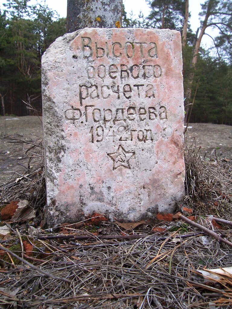 Anıt, heykel Памятник Высота боевого расчета Ф. Гордеева 1942 год., Tambovskaya oblastı, foto