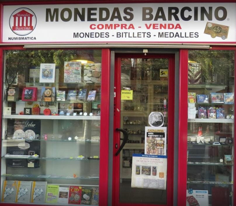Antikacı dükkanları Monedas Barcino Numismática, Barselona, foto
