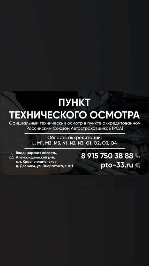 Araç muayene istasyonları Пункт технического осмотра, Vladimirskaya oblastı, foto