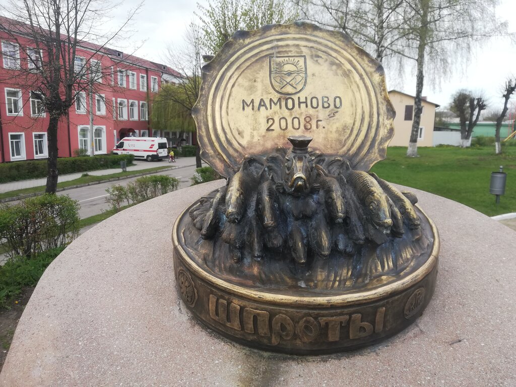 Park, sokak heykeli Памятник шпротам, Mamonovo, foto