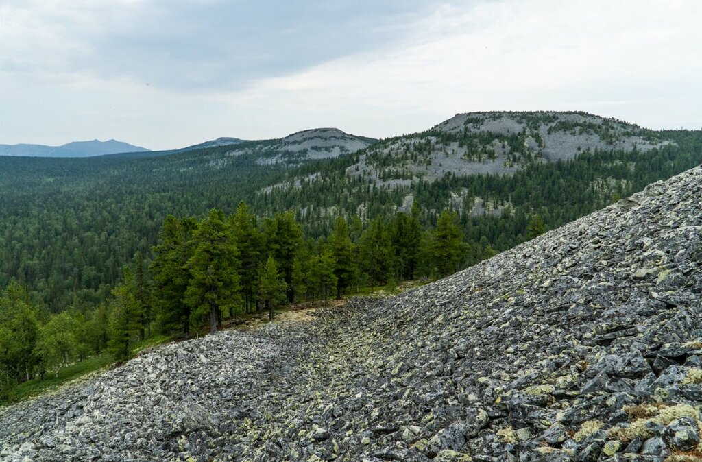 Dağ zirvesi Гора Большой Хапхарнетумп, Permski krayı, foto