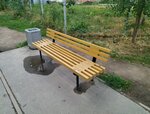 Bench (Leningrad Region, Vsevolozhckiy DIstrict, Zanevskoye gorodskoye poseleniye, Kudrovo, lesopark Beryozovaya Roshcha), bank