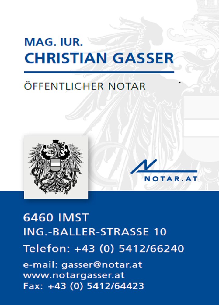 Noterler Mag. jur. Christian Gasser - Notar Imst, Tirol, foto