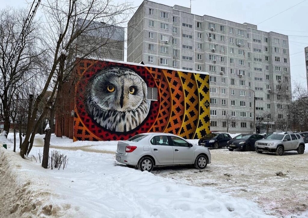 Sokak sanatı Арт-объект Филин, Orehovo‑Zuyevo, foto