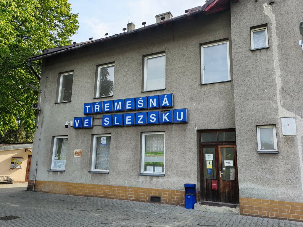 Tren istasyonu Třemešná ve Slezsku, Moravya‑Silezya Bölgesi, foto