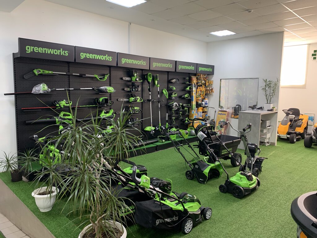 Bahçe ekipmanları ve teknolojileri Lithium-store, Greenworks&Worx, Kazan, foto