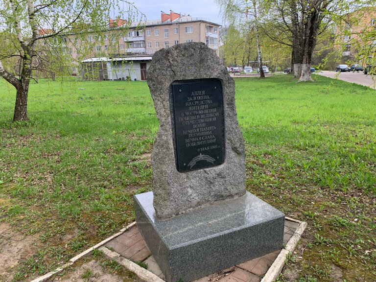 Anıt levhası, anıt taş Аллея в честь 60-летия победы в ВОВ, Moskova ve Moskovskaya oblastı, foto