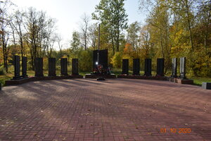Воинам-землякам, погибшим в годы Великой Отечественной войны (Leningrad Region, Volkhovskiy rayon, Syastroy, skver 70-letiya Pobedy), anıt, heykel  Syasstroy'dan