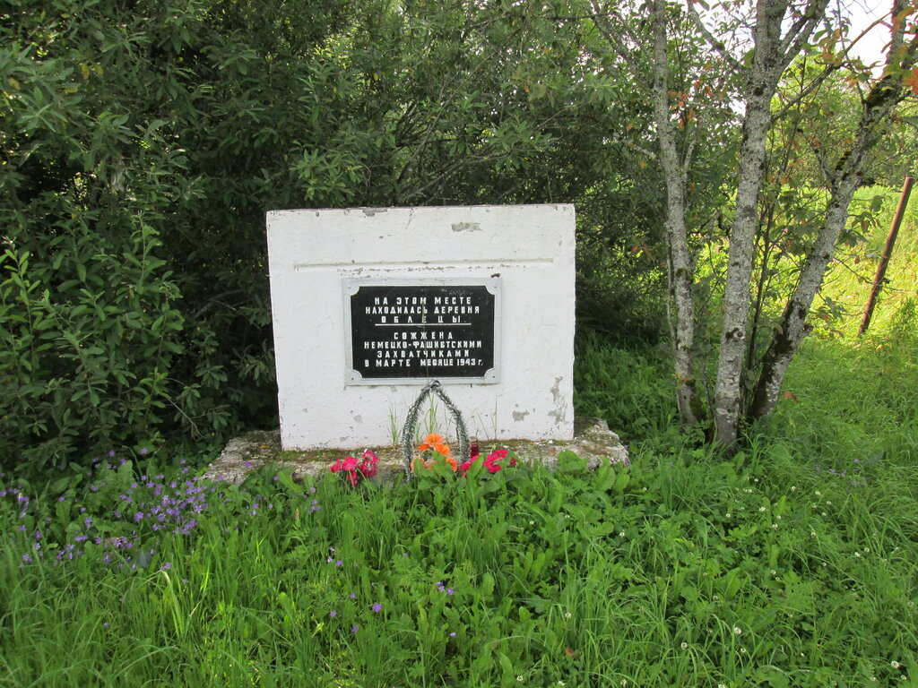 Anıt, heykel Сожженному селу Облицы, Smolenskaya oblastı, foto