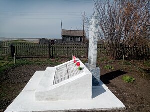 Обелиск воинам, павшим в Великой Отечественной войне 1941-1945 гг. (Kurgan Region, Lebyazhevskiy Municipal District, selo Dubrovnoye, Beregovaya ulitsa), anıt, heykel  Kurganskaya oblastından