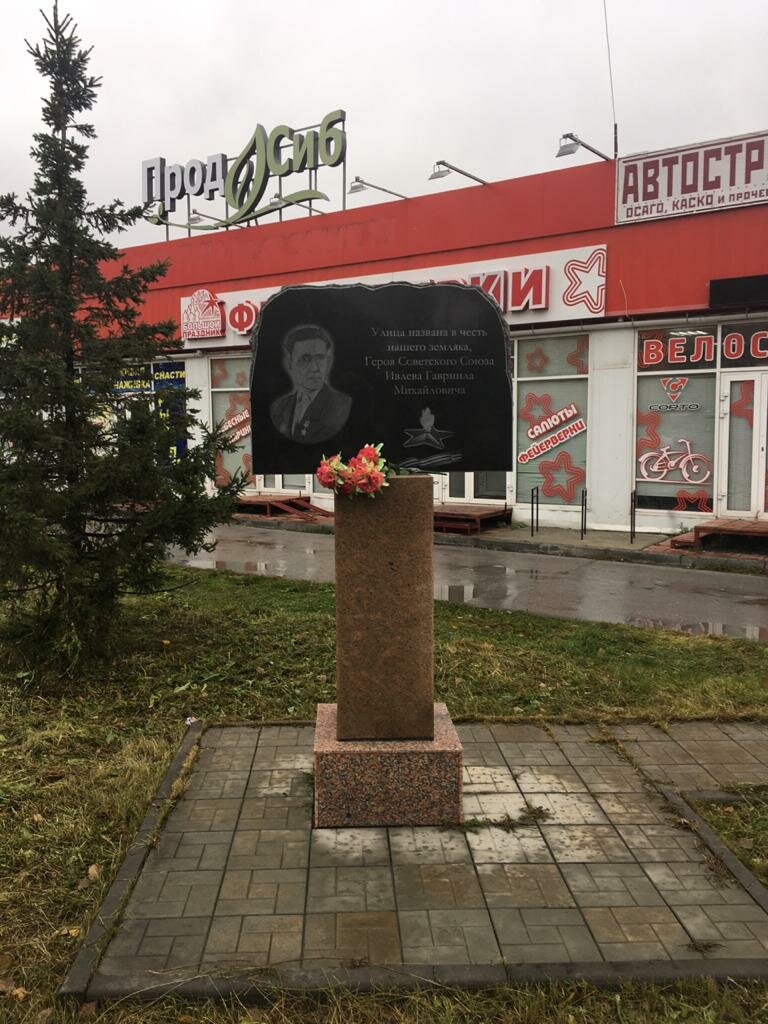 Anıt levhası, anıt taş Стела Герою Советского Союза Г. М. Ивлеву, паспорт улицы, Novosibirsk, foto