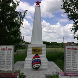 Воинам-землякам, погибшим на фронтах Великой Отечественной войны (Samara Region, Shentalinskiy rayon, selskoye poseleniye Kanash, selo Yemelkino, Tsentralnaya ulitsa), anıt, heykel  Samarskaya oblastından
