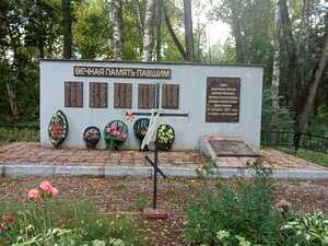 Братская могила (Bryansk Region, Pogarskiy rayon, Vadkovskoye selskoye poseleniye, derevnya Karbovka, Partizanskaya ulitsa), anıt, heykel  Brianskaya oblastından