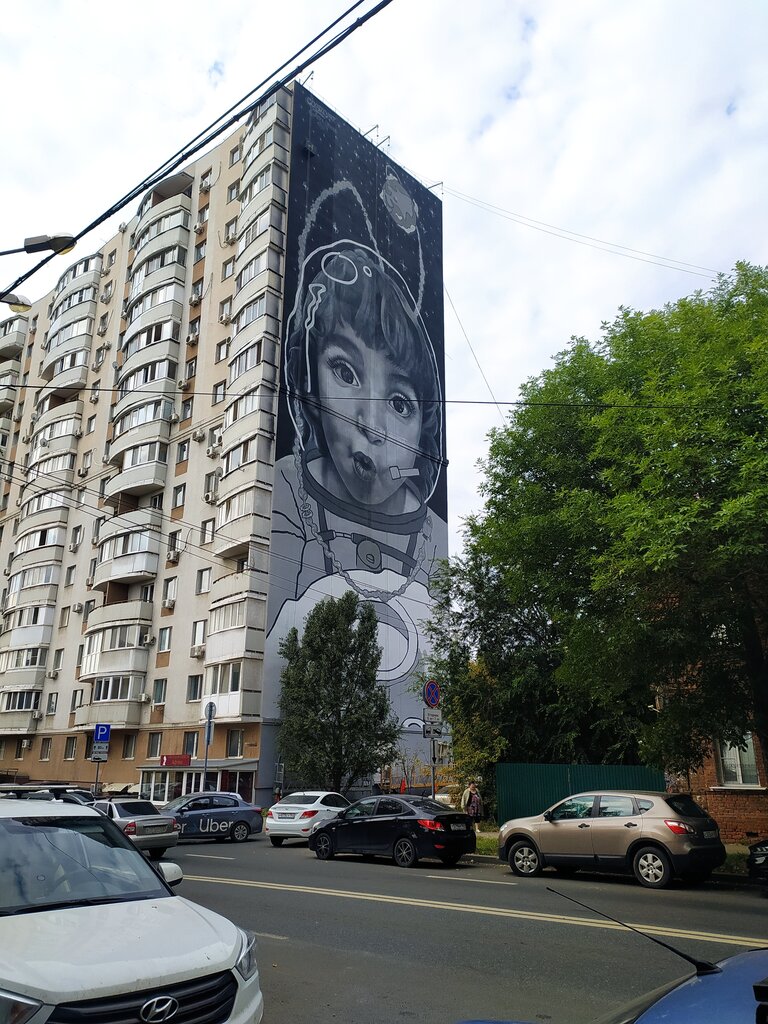 Sokak sanatı Мурал-арт Мальчик-космонавт, Samara, foto