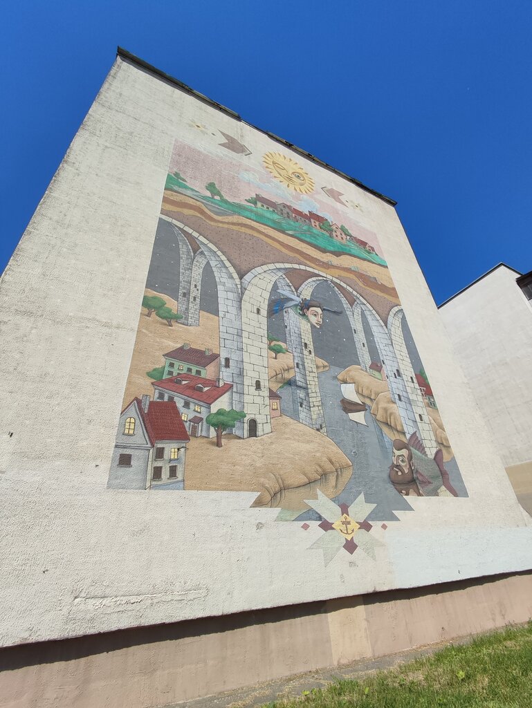 Sokak sanatı Мурал Миф о реке Немига, Minsk, foto