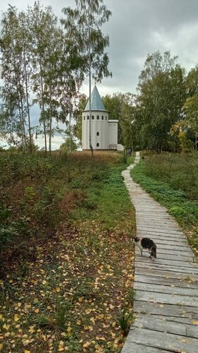 Chapel of Makary Kalyazinsky on Monastyrsky Island, chapel, memorial cross, Tver Region ...