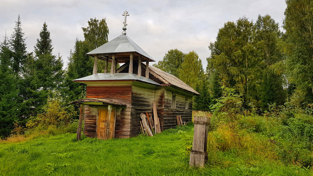 Şapel, haç anıtı Часовня Николая Чудотворца, Arhangelskaya oblastı, foto