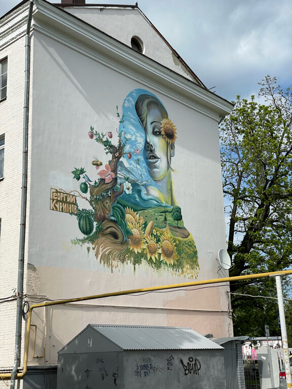 Sokak sanatı Девушка с подсолнухами, Krasnodar, foto