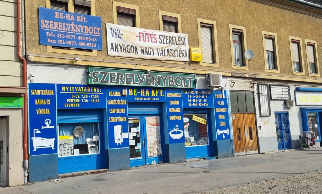 Isıtma sistemleri ve ekipmanları Be-ha Kft. Szerelvénybolt-Épületgépészet Víz-Gáz központi fűtési anyagok, Budapeşte, foto