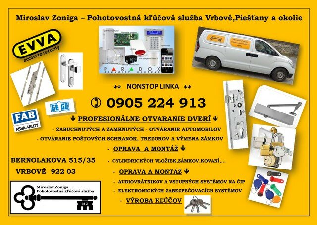 Çilingirler Miroslav Zoniga - Pohotovostná kľúčová služba, Trnava Region, foto