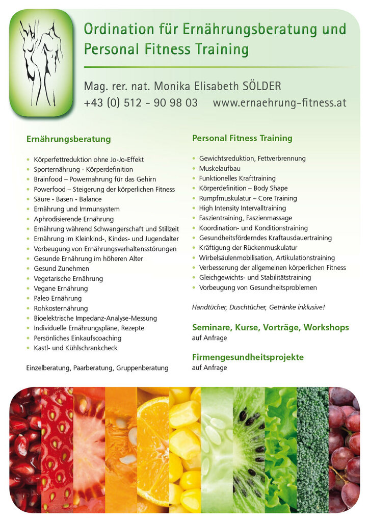 Diyet ve diyabetik ürünler Ordination für Ernährungsberatung und Personal Fitness Training Mag. Monika Sölder, Tirol, foto
