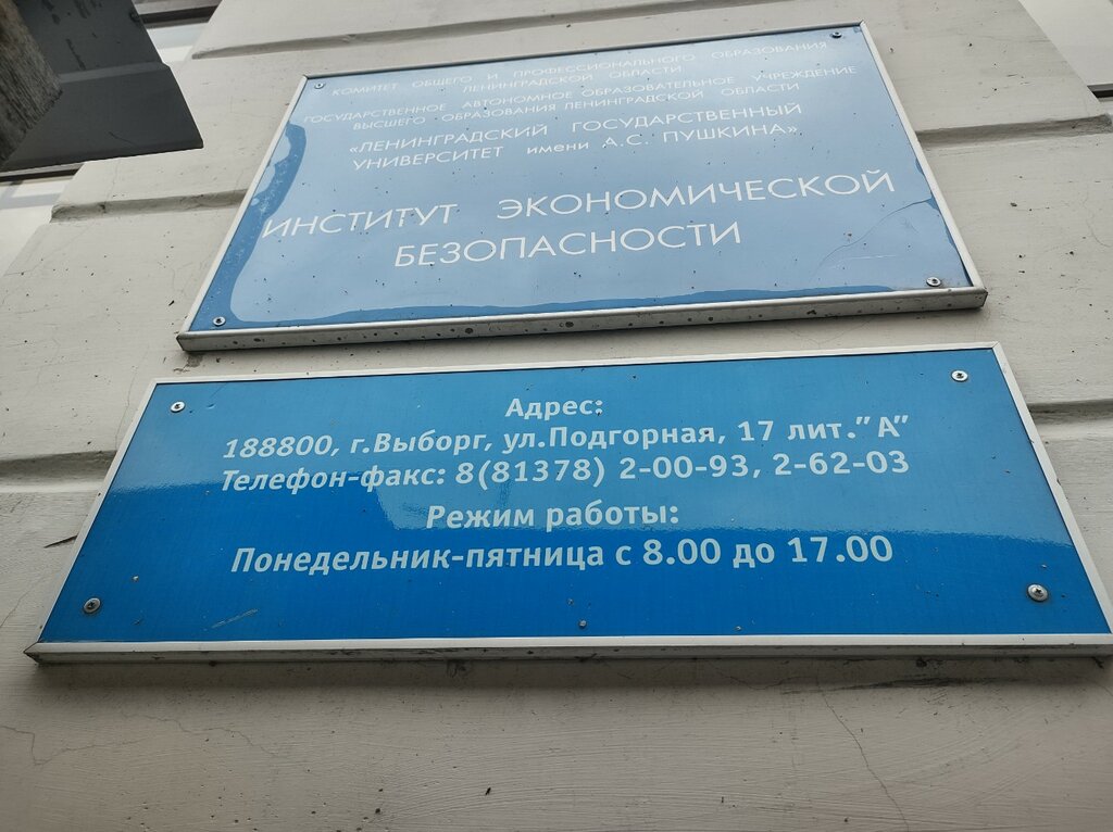 Üniversiteler Ленинградский государственный университет имени А.С. Пушкина, Институт экономической безопасности, Vyborg, foto