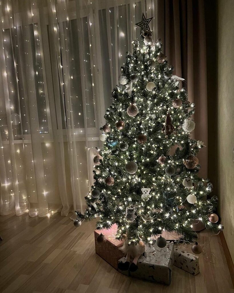 Yapay çam ağaçları ve süsleri Ёлки и гирлянды, Stavropolski krayı, foto