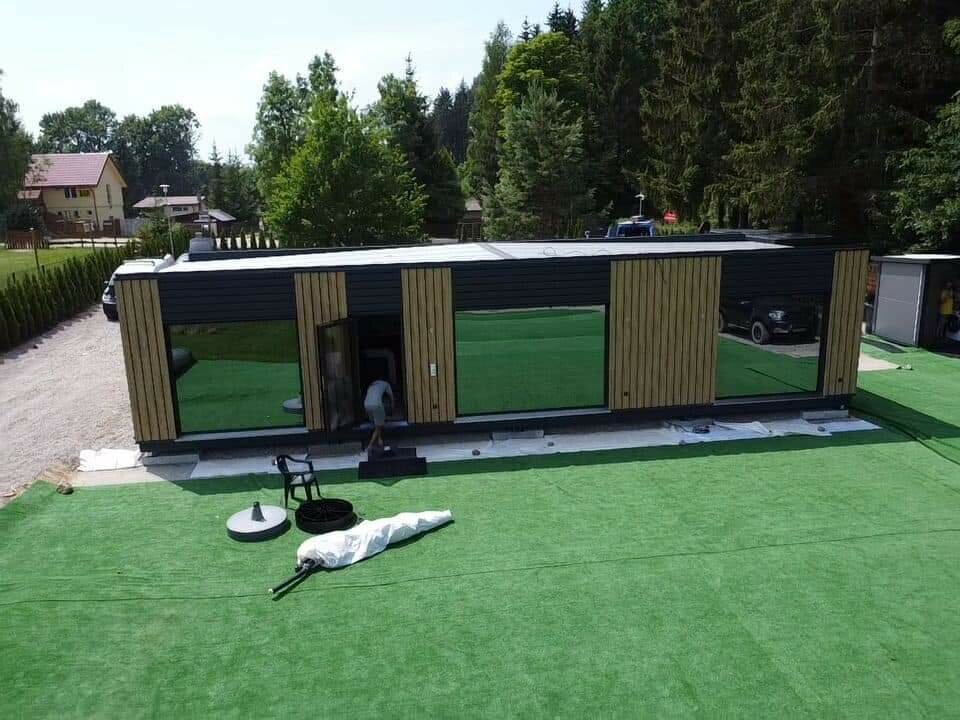 i̇nşaat firmaları Ecobit barrel Rectangular Sauna, Barrel Sauna, Tverskaya oblastı, foto