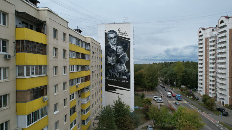 Sokak sanatı Мурал, посвящённый фильму Доживём до понедельника, Balaşiha, foto