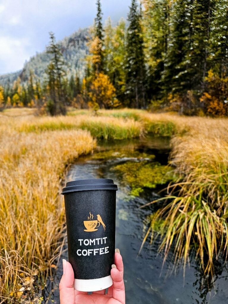 Al götür kahve Tomtit Coffee, Altay Cumhuriyeti, foto