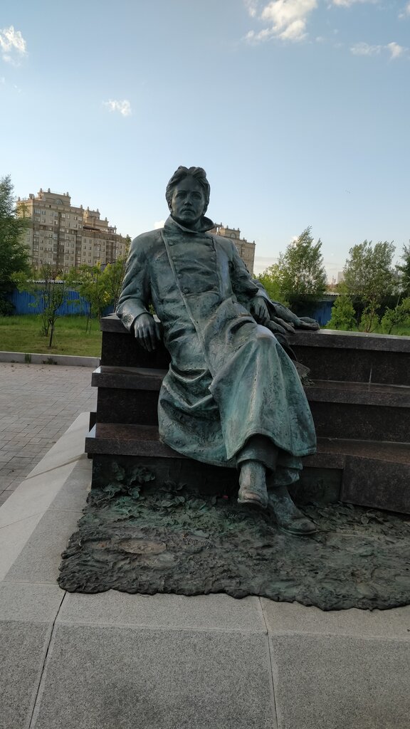 Anıt, heykel A. Chekhov, Moskova, foto