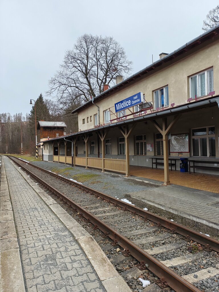 Tren istasyonu Milotice nad Opavou, Moravya‑Silezya Bölgesi, foto