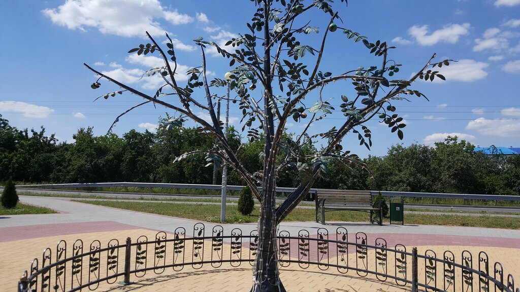 Park, sokak heykeli Памятник грецкому ореху, Kamenets, foto