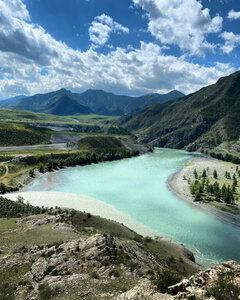 Confluence of Chuya and Katun rivers (Republic of Altai, Ongudayskiy rayon, Ininskoye selskoye poseleniye), seyir terası  Altay Cumhuriyeti'nden