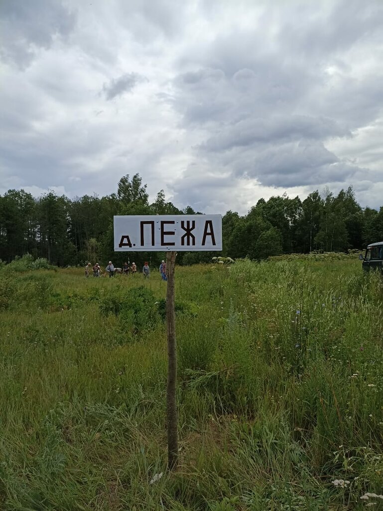 Anıt, heykel Памятный знак на месте бывшей деревни Пежа, İvanovskaya oblastı, foto