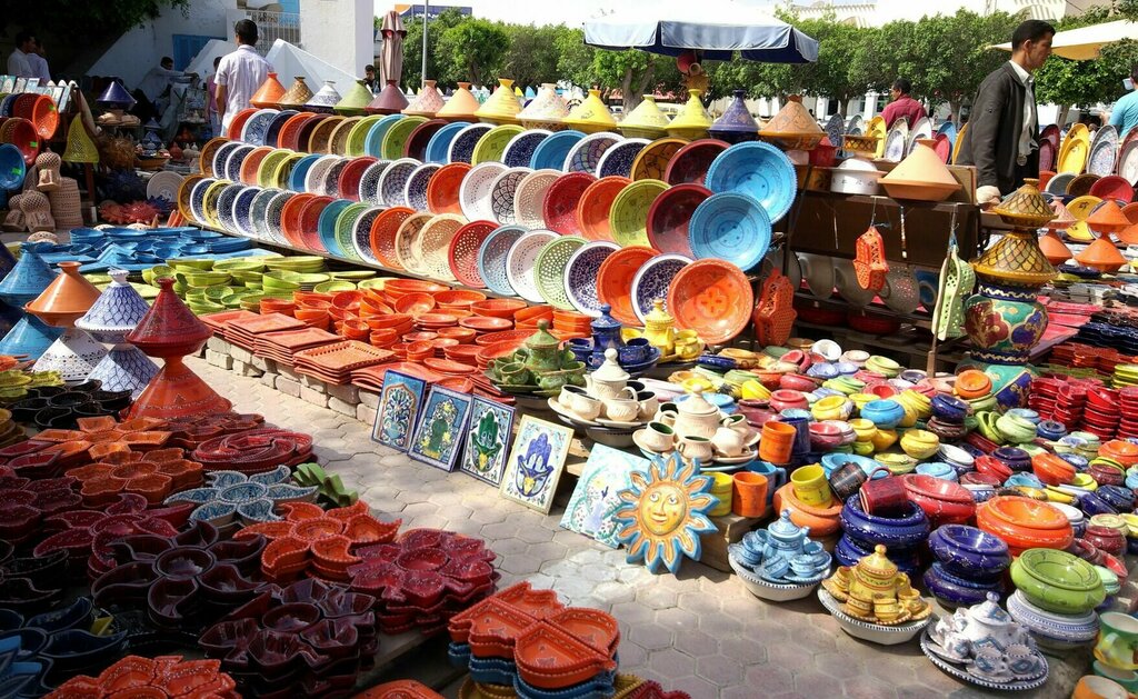 Pazarlar ve çarşılar Hlouwa Djerba, Dünya, foto