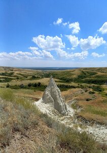 Гора Ведьмин клык (Volgograd Region, Kalachyovskiy rayon, Golubinskoye selskoye poseleniye, Melovyye ostantsy), dağ zirvesi  Volgogradskaya oblastından