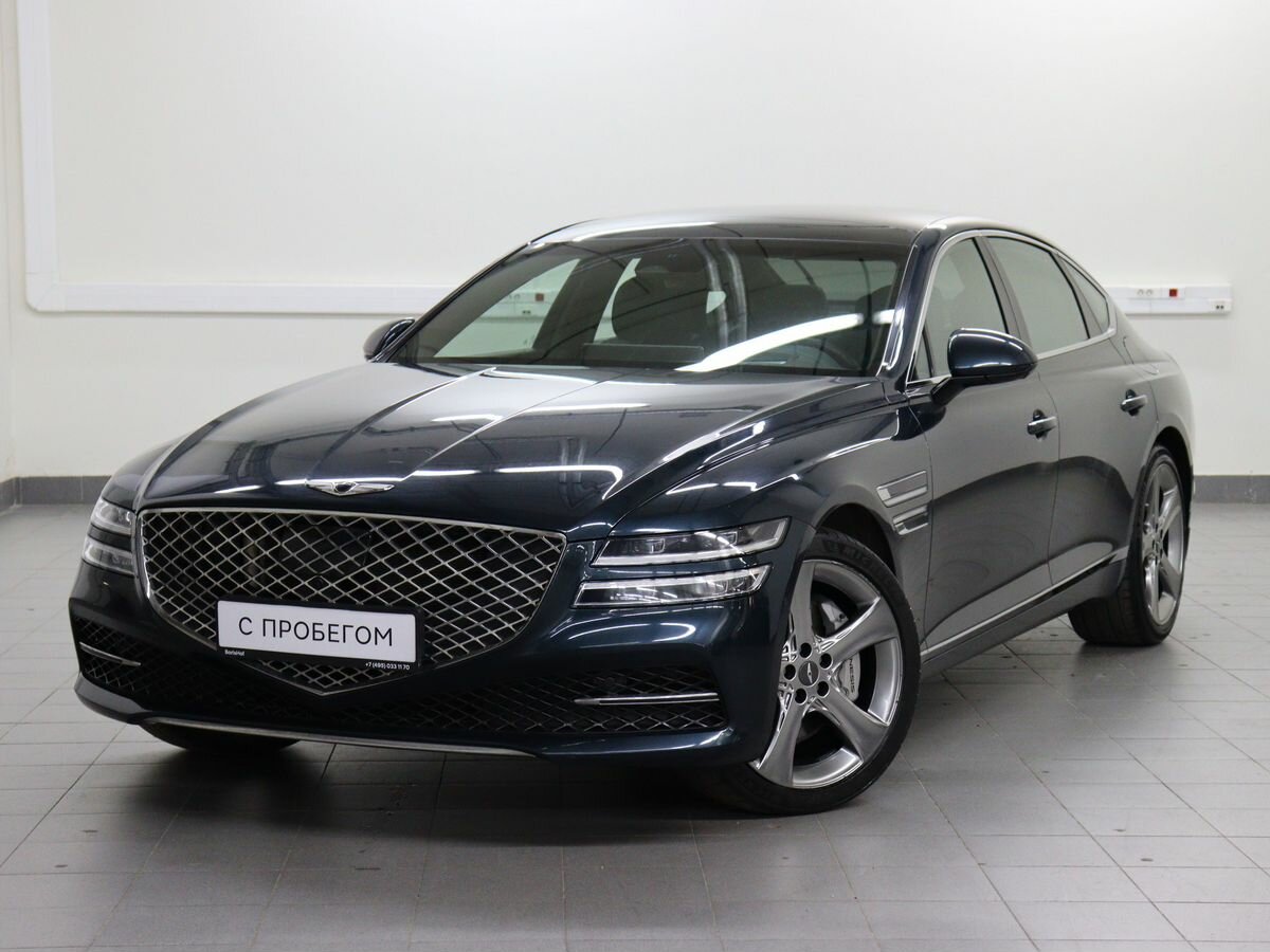 Купить б/у Genesis G80 II 3.5 AT (379 л.с.) 4WD бензин автомат в Москве: синий Генезис Г80 II ...