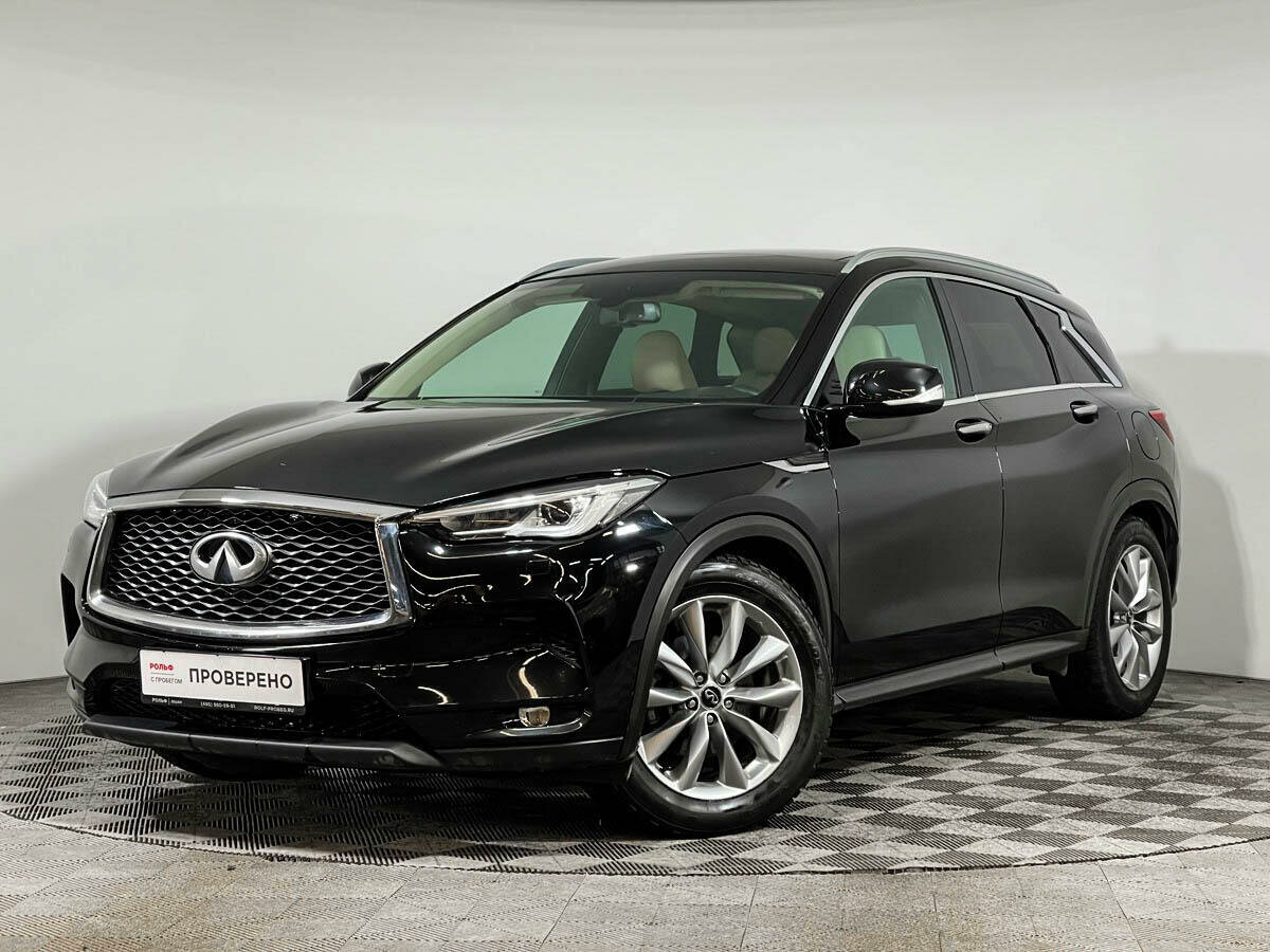 Купить б/у Infiniti QX50 II 2.0 CVT (249 л.с.) 4WD бензин вариатор в Москве: чёрный Инфинити ку ...