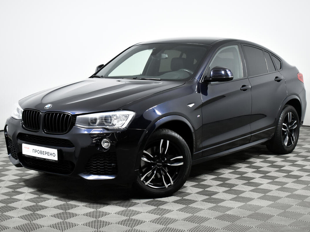Купить б/у BMW X4 I (F26) 20d 2.0d AT (190 л.с.) 4WD дизель автомат в Москве: чёрный БМВ Х4 I ...