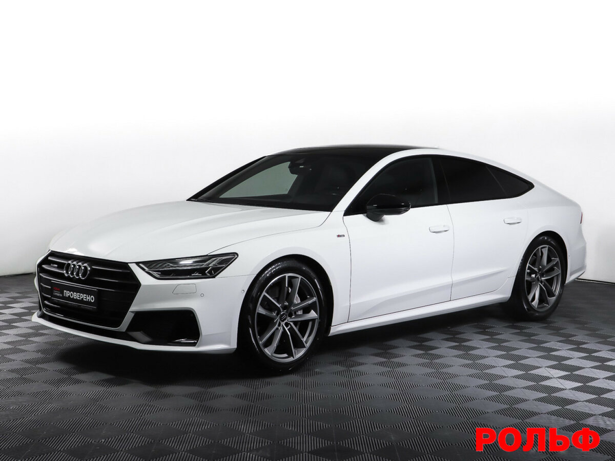Купить б/у Audi A7 II (4K) 55 TFSI 3.0 AMT (340 л.с.) 4WD бензин робот в Москве: белый Ауди А7 ...