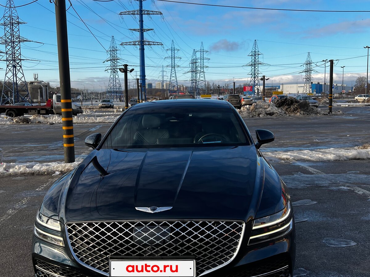 Купить б/у Genesis G80 II 3.5 AT (379 л.с.) 4WD бензин автомат в Москве: синий Генезис Г80 II ...