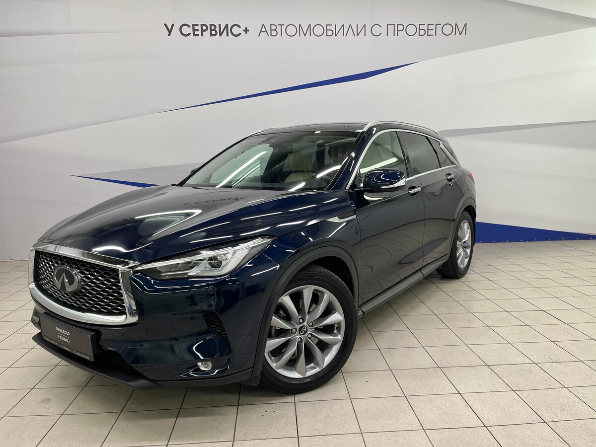 Купить б/у Infiniti QX50 II 2.0 CVT (249 л.с.) 4WD бензин вариатор в Москве: синий Инфинити ку ...