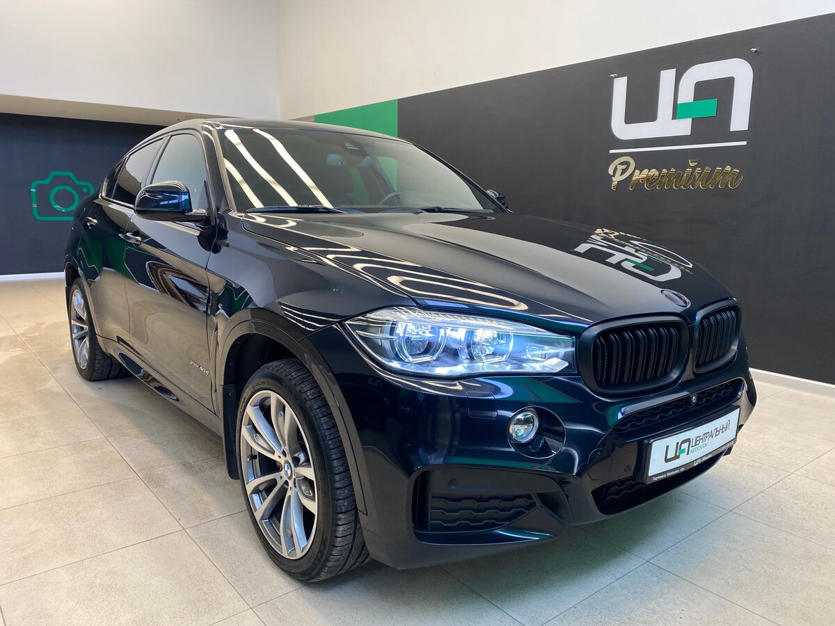 Купить б/у BMW X6 II (F16) 40d 3.0d AT (313 л.с.) 4WD дизель автомат в Красноярске: чёрный БМВ ...