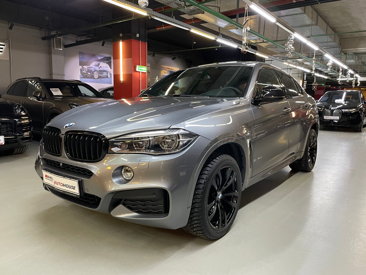 Купить б/у BMW X6 II (F16) 40d 3.0d AT (313 л.с.) 4WD дизель автомат в Москве: серый БМВ Х6 II ...