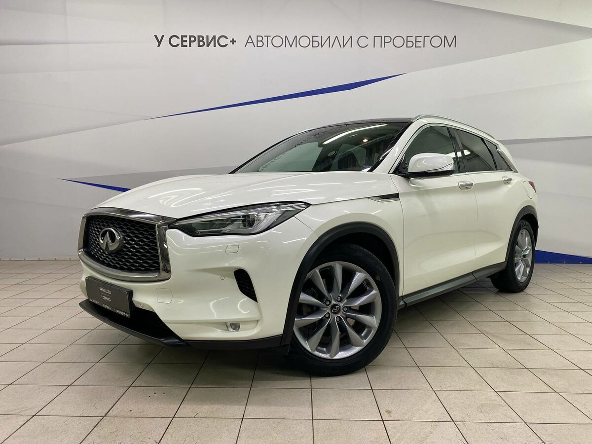 Купить б/у Infiniti QX50 II 2.0 CVT (249 л.с.) 4WD бензин вариатор в Москве: белый Инфинити ку ...