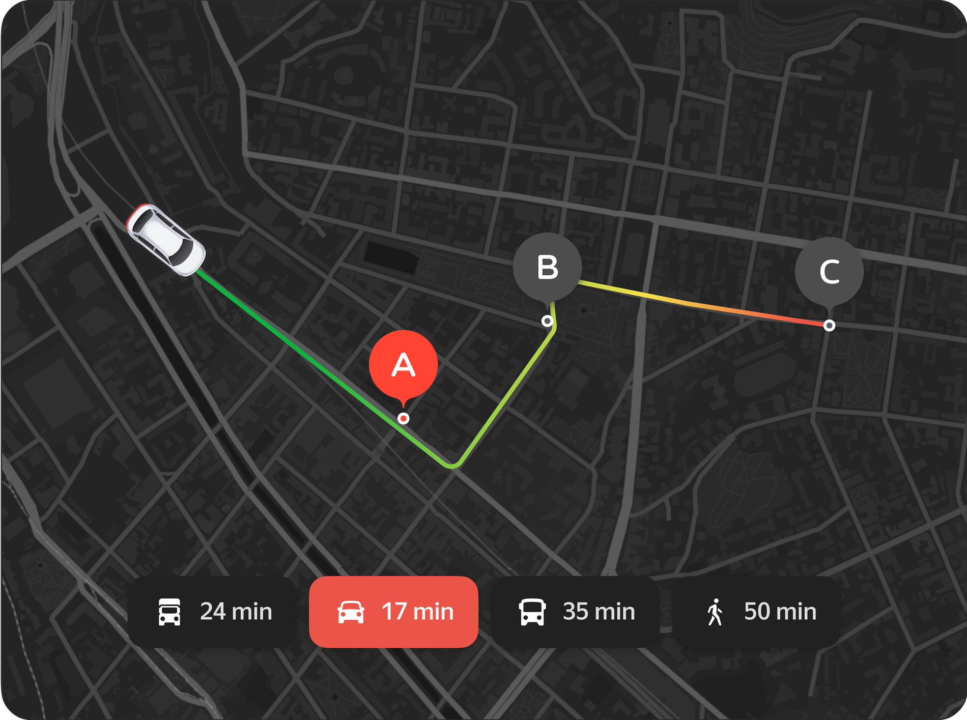 Distance Matrix — Route lengths and durations — API Yandex Maps